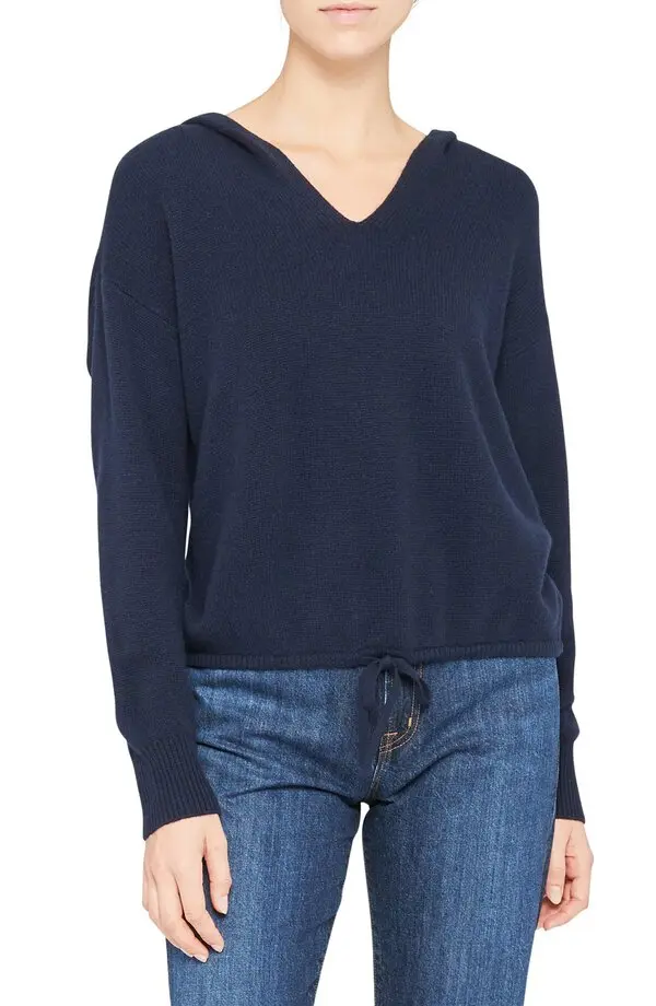 Theory Relaxed Cashmere Hoodie Sweater In Deep Navy - 60% Off